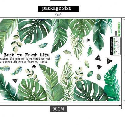 Large Custom Size Fresh Green Leaf Wall Stickers - Greenery Nature ...