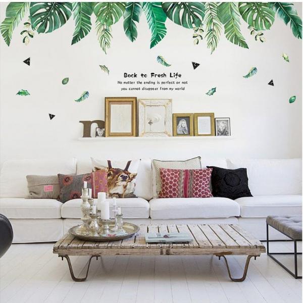 Large Custom Size Fresh Green Leaf Wall Stickers - Greenery Nature ...